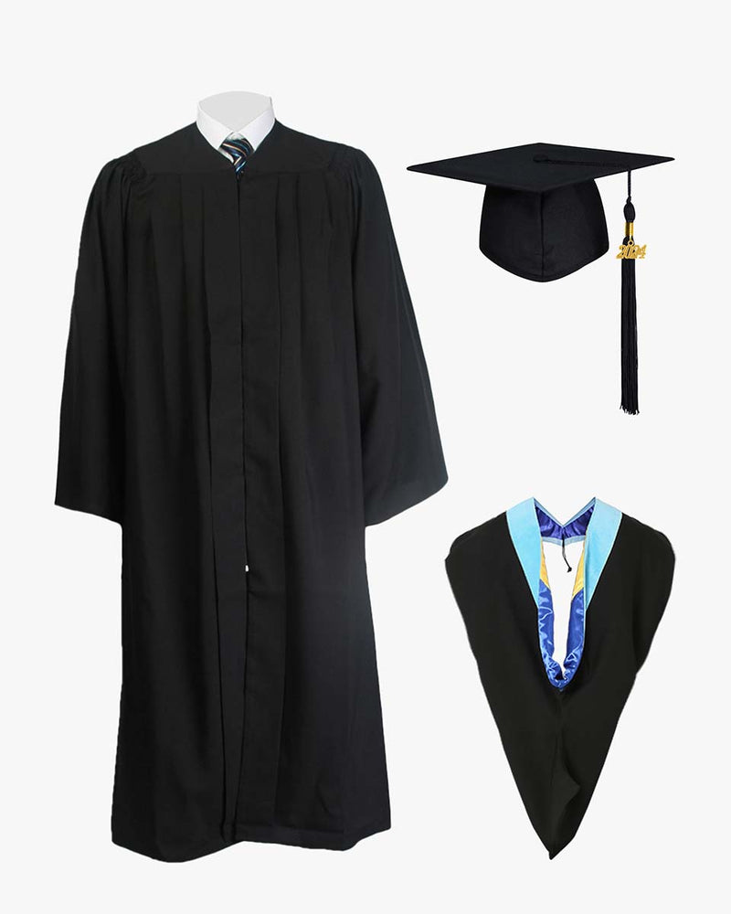 Deluxe fluted Bachelor Graduation Cap Gown Hood Package