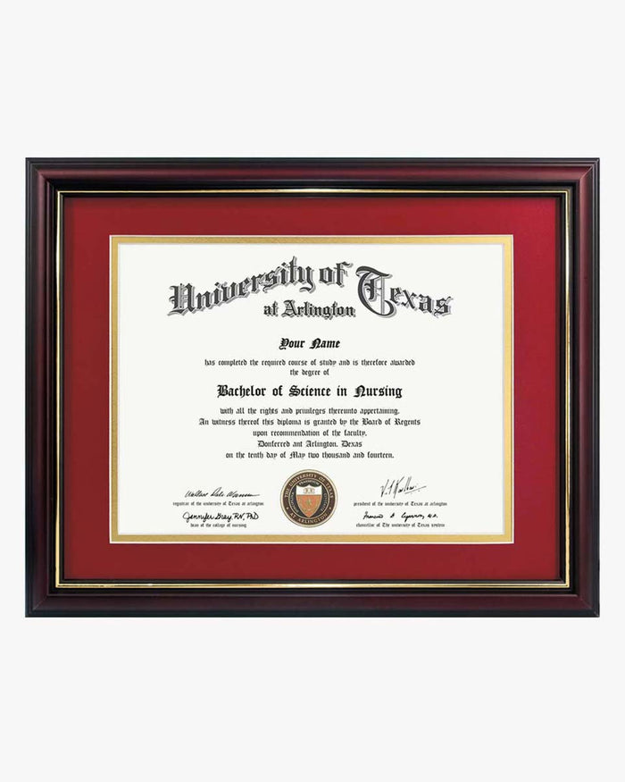 Graduation Certificate Documents Frame Cherry Real Wood with Gold Trim ...