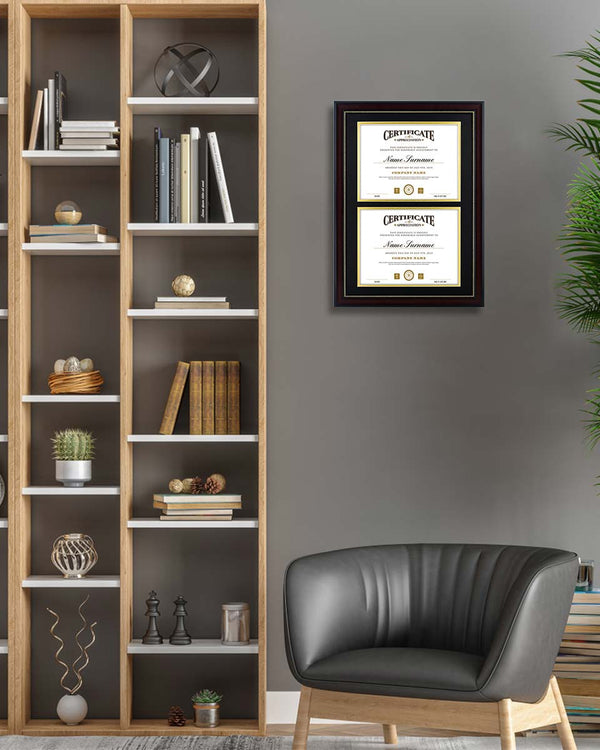 Graduation Certificate Double Documents Frame with Black Gold Double ...