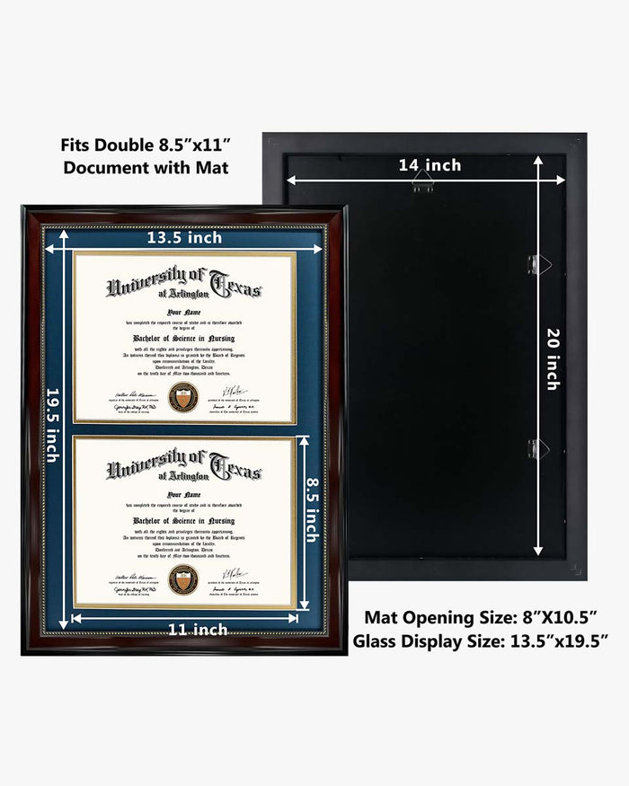 Graduation Certificate Double Documents Frame with Black Gold Double ...