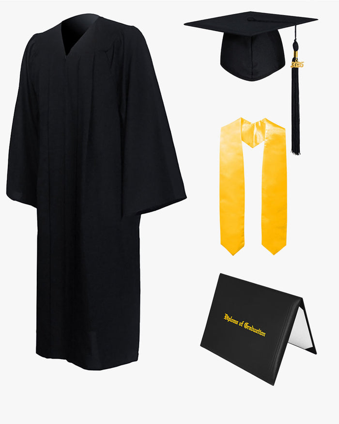 Premium Matte Graduation Cap, Gown, Stole & Diploma Cover Package