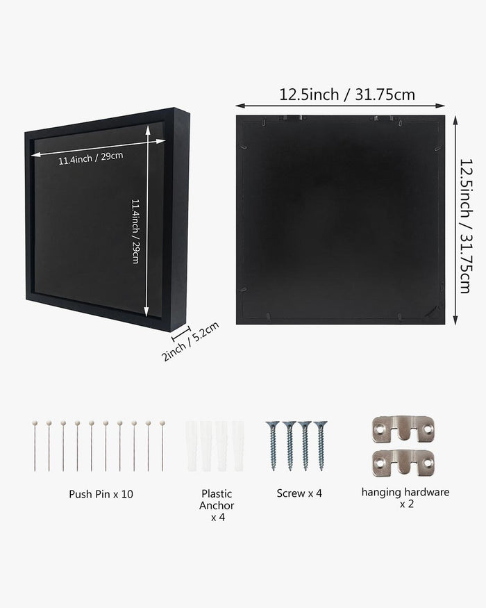12x12 Graduation Cap Shadow Box Frame Wood Display Case with Stick Pin