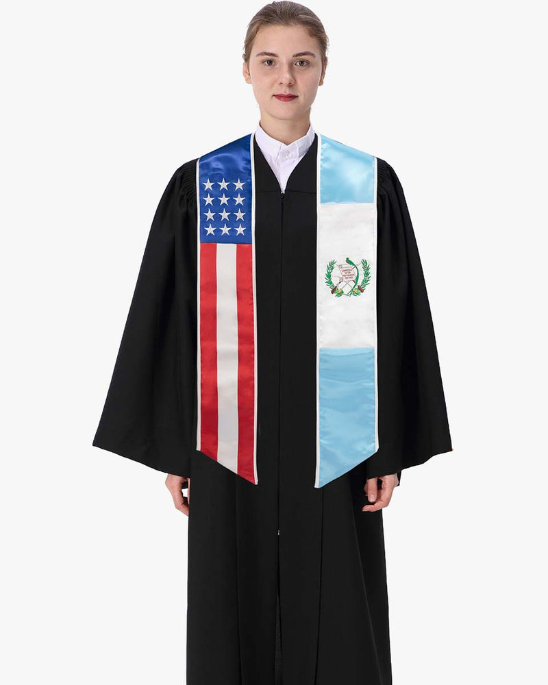 Mixed Flag Graduation Stole Embroidery Sash for Study Aboard Students