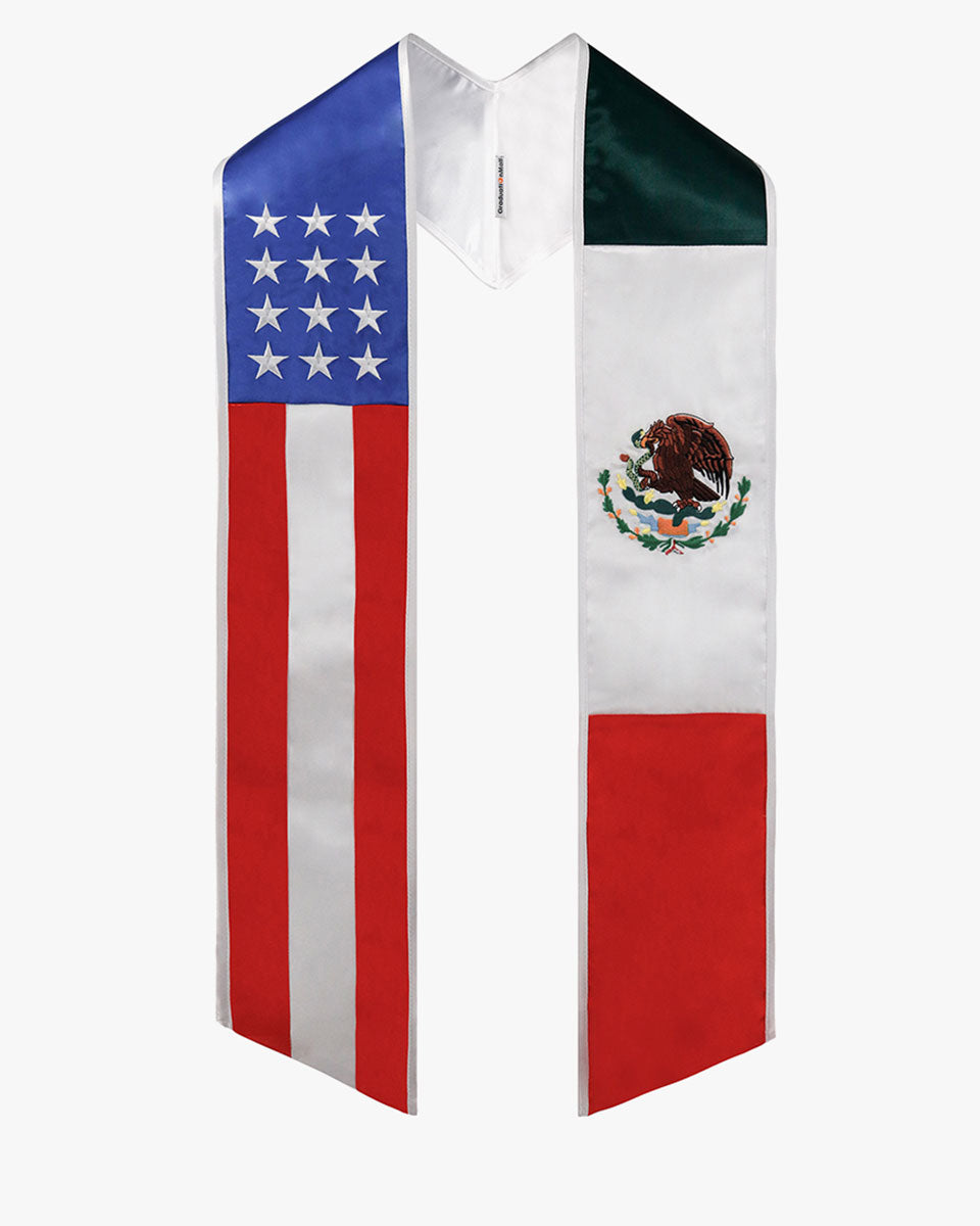 Mixed Flag Graduation Stole Embroidery Sash for Study Aboard Students